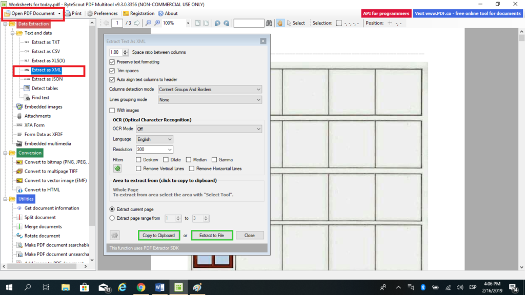 How To Extract Xml Data From Pdf File With Pdf Multitool Convert Pdf To Xml File Easily Bytescout 6722