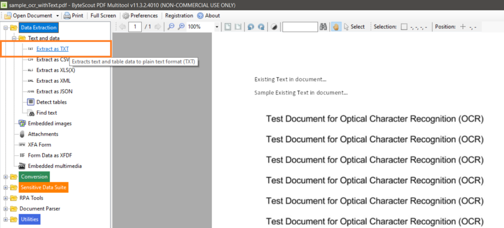 How To Use Ocr Modes And Extract Scanned Pdf To Text Using Pdf Multitool Bytescout